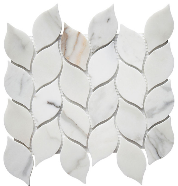 Calacatta Gold Leaf Waterjet Honed Backsplash Wall Tile, 4x4 ...