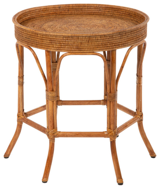 La Jolla Rattan Round Side Table - Tropical - Side Tables And End ...