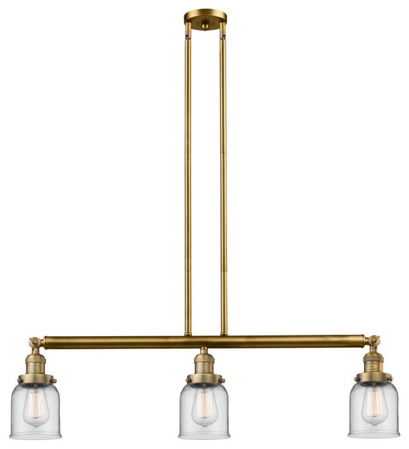 Innovations Small Bell 3-Light Island Light, Brushed Brass - Industrial ...