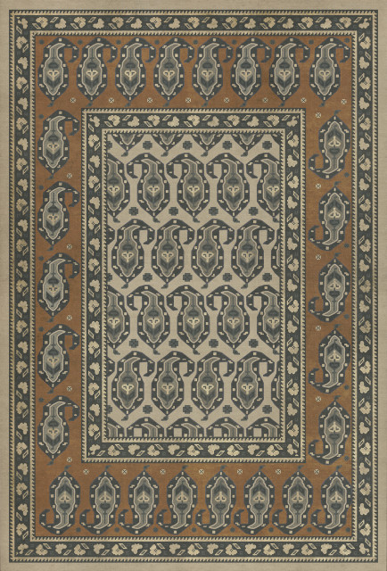 Persian Bazaar Kintala, Frumos 38x56 Vintage Vinyl Floorcloth, Cream ...