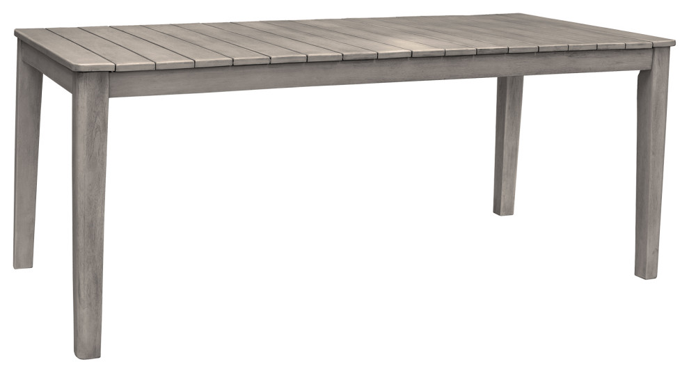 Haiti Patio Outdoor Dining Table, Gray Acacia Wood - Transitional ...
