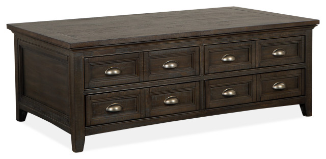 Lift Top Storage Cocktail Table With Casters - Rustic - Coffee Tables ...