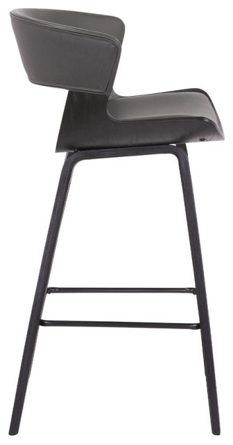 Jagger Modern 26 Wood and Faux Leather Counter Height Bar Stool, BLACK ...