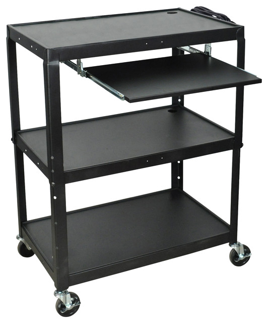 Luxor Extra Wide Steel Adjustable Height A/V Cart With Pullout Keyboard ...