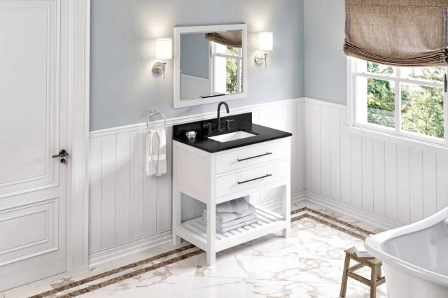 Wavecrest Contemporary White 36" Vanity - Transitional - Bathroom ...