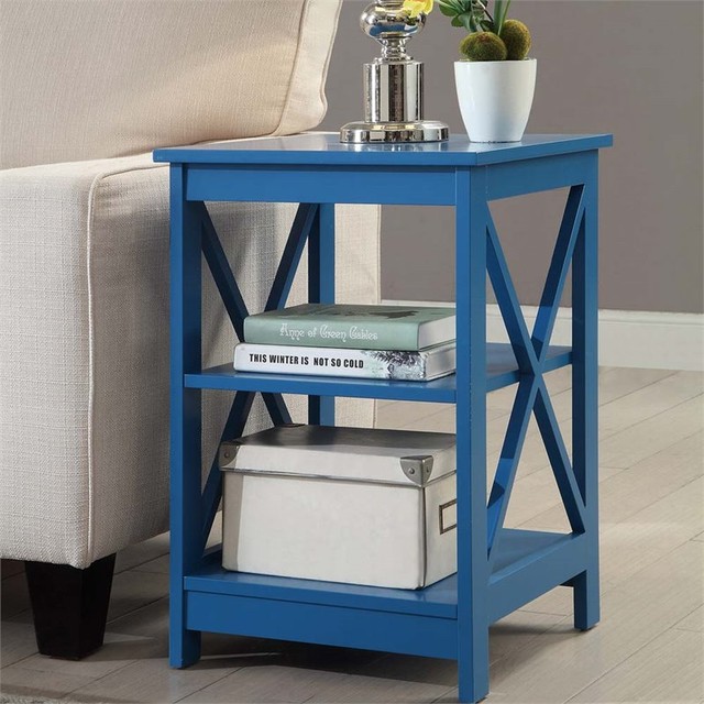 Pemberly Row Transitional Wood End Table with Middle and Bottom Shelf ...