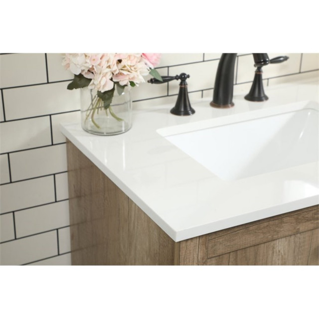 Elegant Decor Soma 42" Aluminum MDF Single Bathroom Vanity in Natural ...