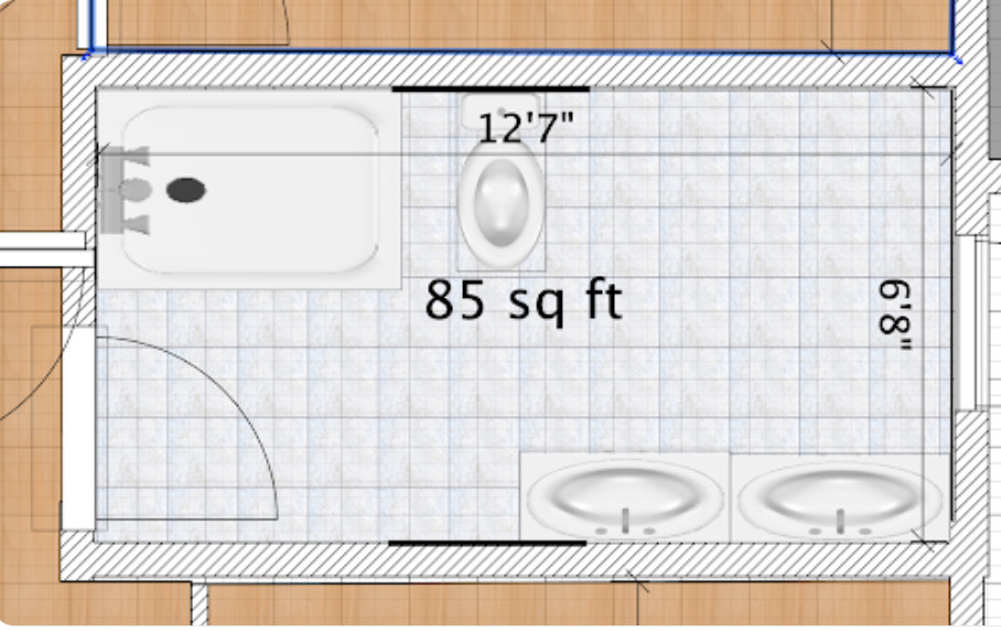 Design Challenge - Long&Narrow 85 sq. feet Bathroom