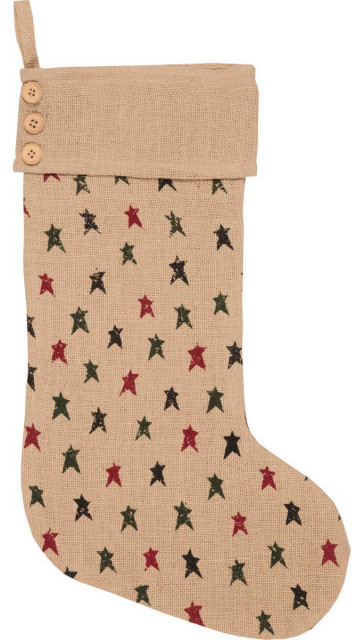 Primitive Star Jute Stocking, 12x20, 20x12 - Christmas Stockings And ...