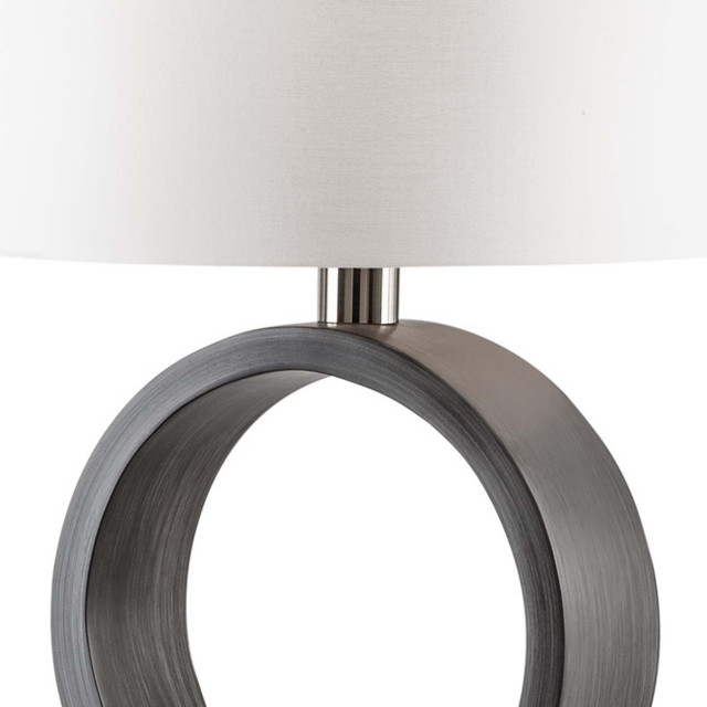 Tracey Ring Table Lamp - 24″, Charcoal Gray, Brushed Nickel, On/Off ...