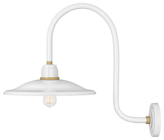 Hinkley Foundry 1-Light Outdoor Wall Mount Lantern, Gloss White - Farmhouse - Outdoor Wall ...