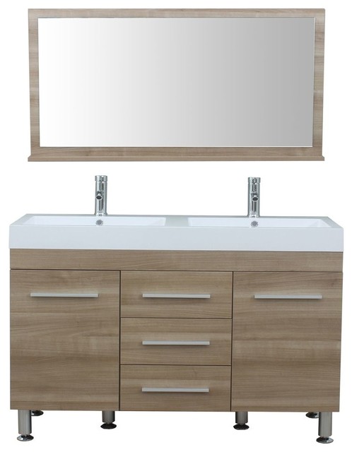 Greenville 48" Double Modern Bathroom Vanity Light Oak, Gray With ...