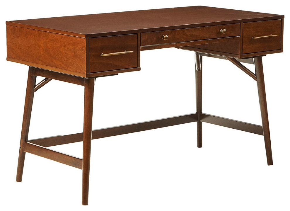 Benzara BM246094 Wooden Writing Desk With 3 Drawers and Tapered Legs ...