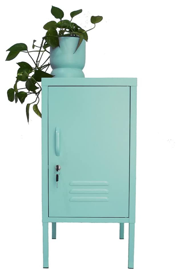 Stylish Locker End Table/Bedside Table with Metal Storage Cabinet ...