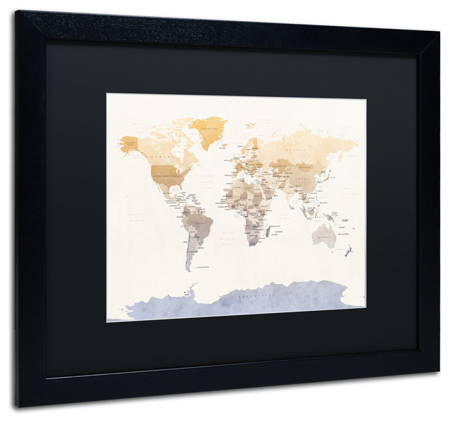 'Political Map of the World' Matted Framed Canvas Art by Michael ...