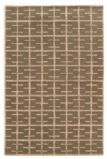 Linon Aspire Tetris Hand Tufted Wool 8'x11' Rug in Beige, 8' x 11 ...