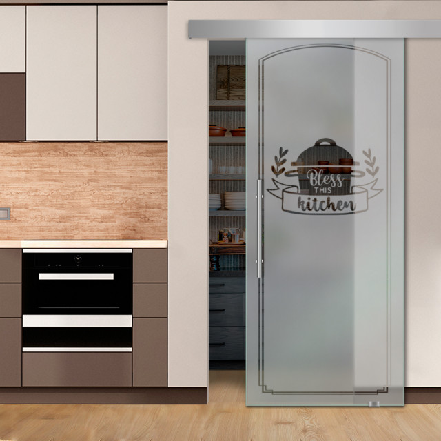 ALU100 Sliding Glass Pantry Door, 28"x84" - Contemporary - Interior ...