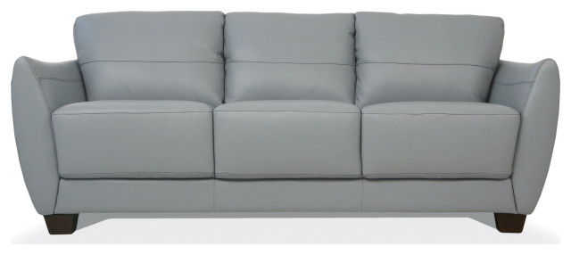 Benzara BM221423 Leather Sofa With Tapered Block Feet and Flared Arms ...