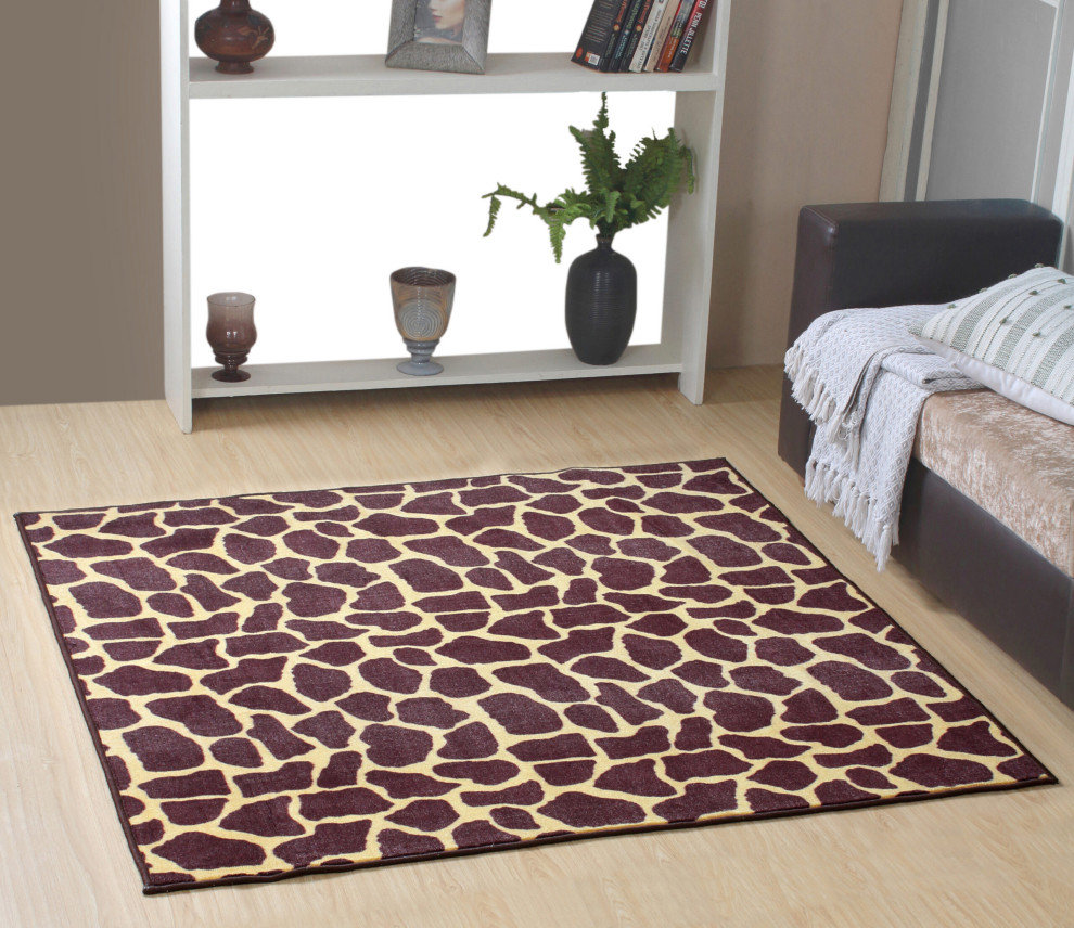 Giraffe Tall Order Area Rug for Dining Room, Made In USA, 5' x 5 ...