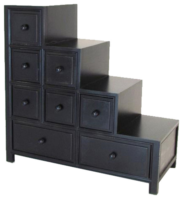 Benzara BM210158 Wooden Frame Reversible Step Chest with 8 Drawers ...
