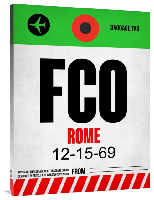 "FCO Rome Luggage Tag 1" Fine Art Print, 36" x 48" - Modern - Prints ...