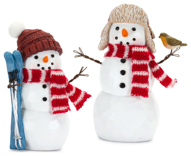 Snowman Figurine, 2-Piece Set - Traditional - Holiday Accents And ...