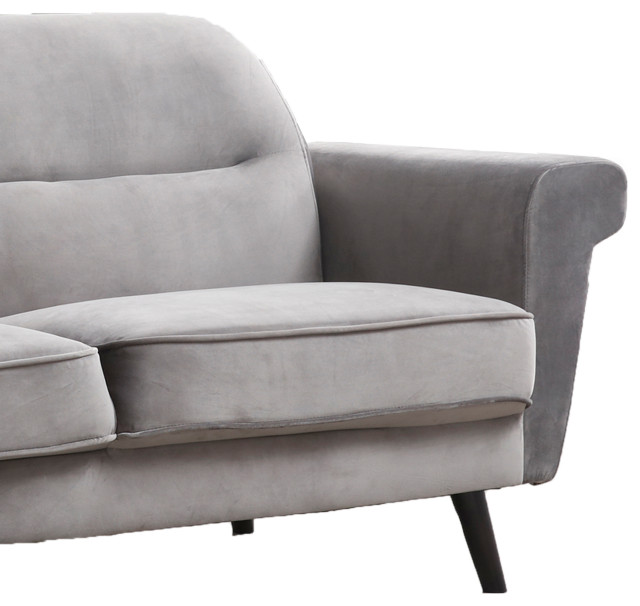 Fabric Upholstered Sofa with Key Arms and Canonical Legs, Dark Gray ...
