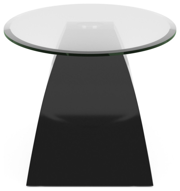 Contemporary Glass Top Coffee Table with High Gloss Curved Abstract ...