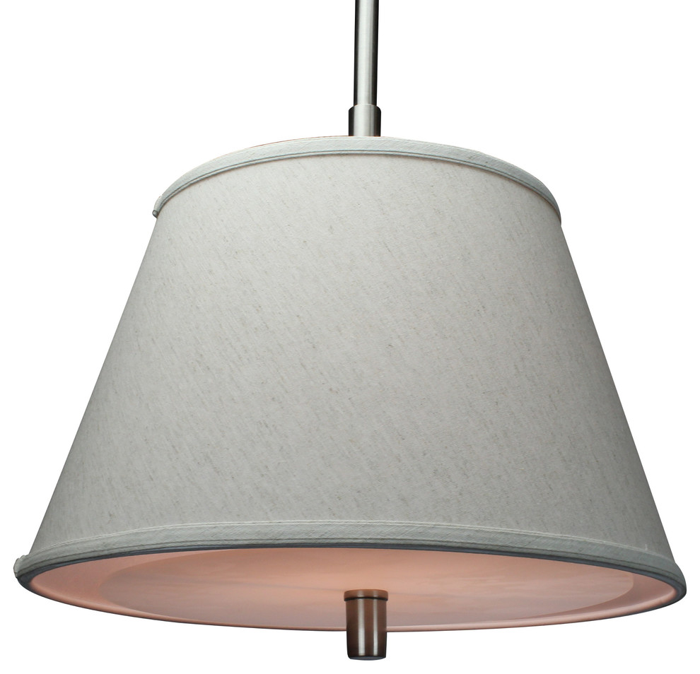 Satin Nickel Pendant-Light With Empire Textured Oatmeal Shade, 10 ...