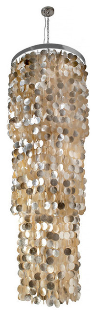 Round King Size Chandelier With Round Capiz Seashells - Beach Style ...