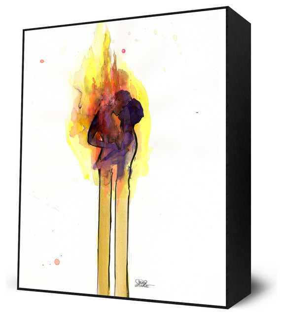 Love Burns I Mini Art Block by Lora Zombie - Contemporary - Prints And ...