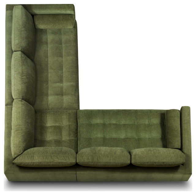 Poly and Bark Napa Fabric Corner Sectional Sofa, Distressed Green ...