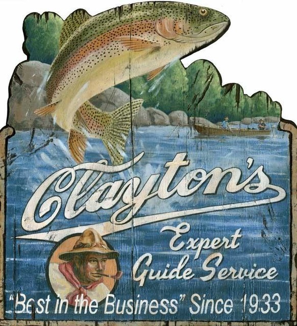 Clayton's Vintage Fishing Sign - Rustic - Prints And Posters - by My ...
