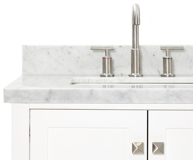 ARIEL Cambridge 73" Double Rectangle Sink Bathroom Vanity White With ...