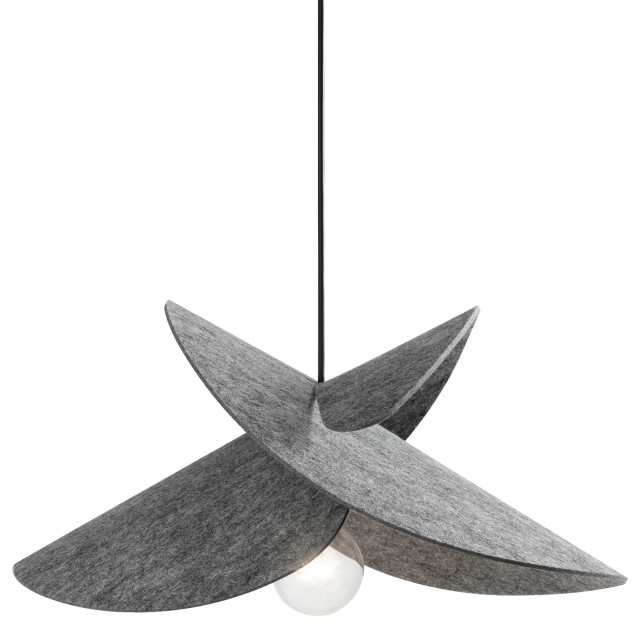 Petale 1 Light Pendant Matte Black -Felt Shade - Contemporary - Pendant ...