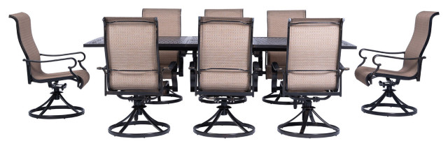 Hammond 9-Piece Dining Set, Expandable 40"x76" Table, 8 Sling Rockers ...