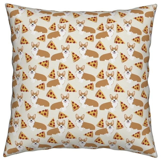 Corgi Corgis Pizza Novelty Dog Breed Dog Breed Throw Pillow ...
