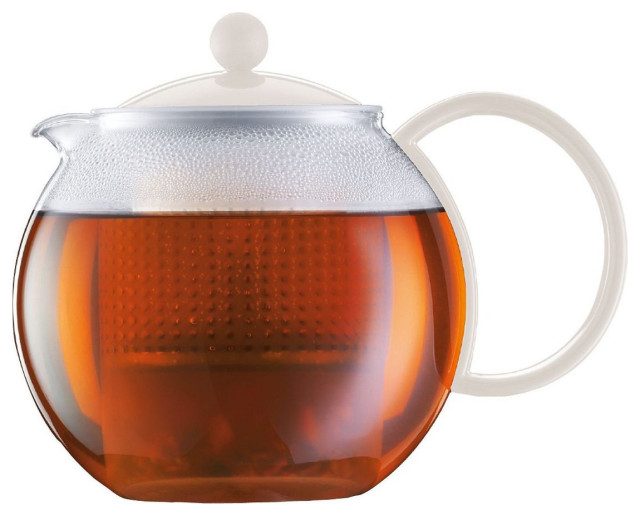 Bodum Assam Glass Tea Press with White Stainless Steel Lid, 34 Ounce ...