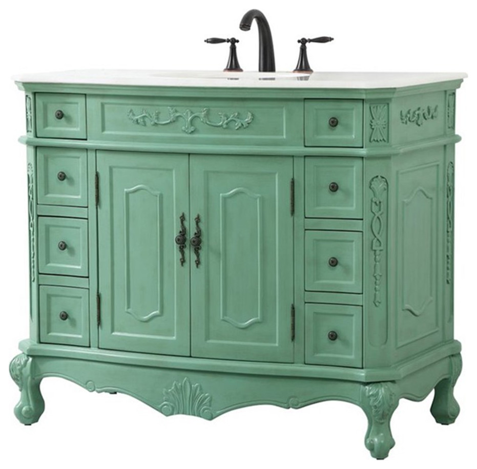 Elegant Decor Danville 42" Solid Wood Single Bathroom Vanity in Vintage ...