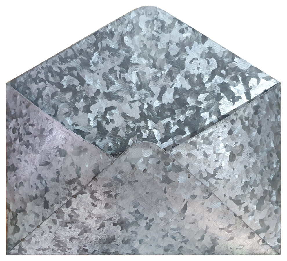 Rustic Vintage Style Metal Wall Mounted Envelope Decor, Antique Silver ...