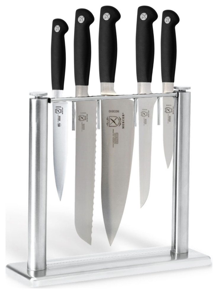 Mercer Genesis 6 Piece Knife Set with Tempered Glass Block - Modern ...