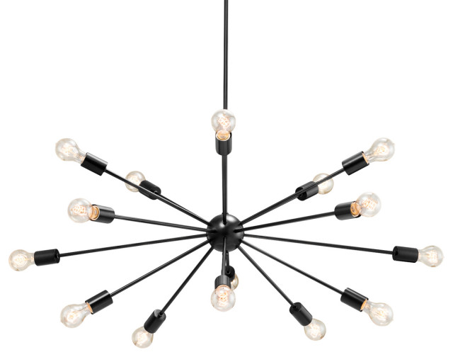 Axion 33" 15-Light Chandelier NSH-8027-MBLK, Matte Black - Midcentury ...