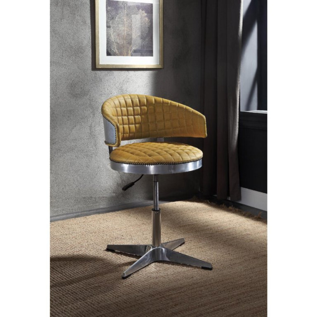 Elegant Office Chair, Round Seat & Curved Back With Square Stitching ...
