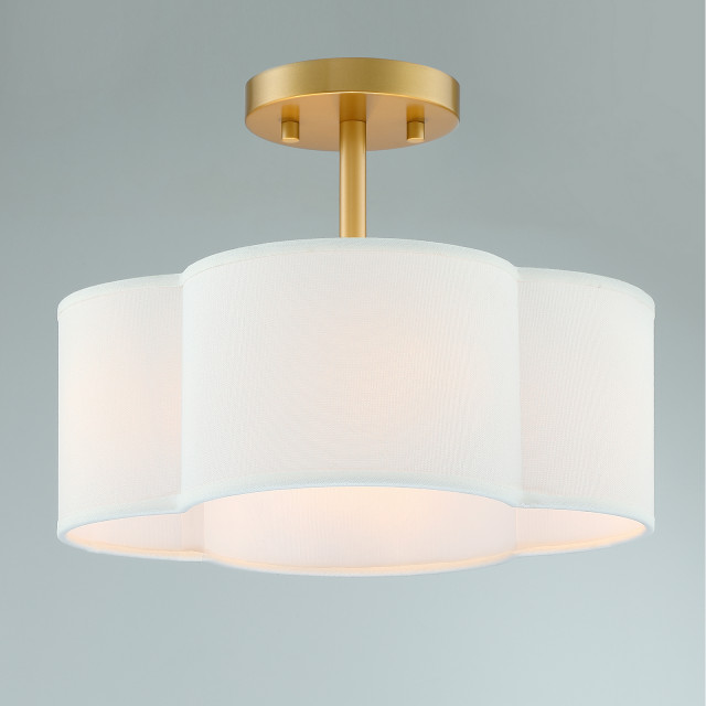 4-Light Scallop Semi Flush Mount Ceiling Light - Transitional - Flush ...