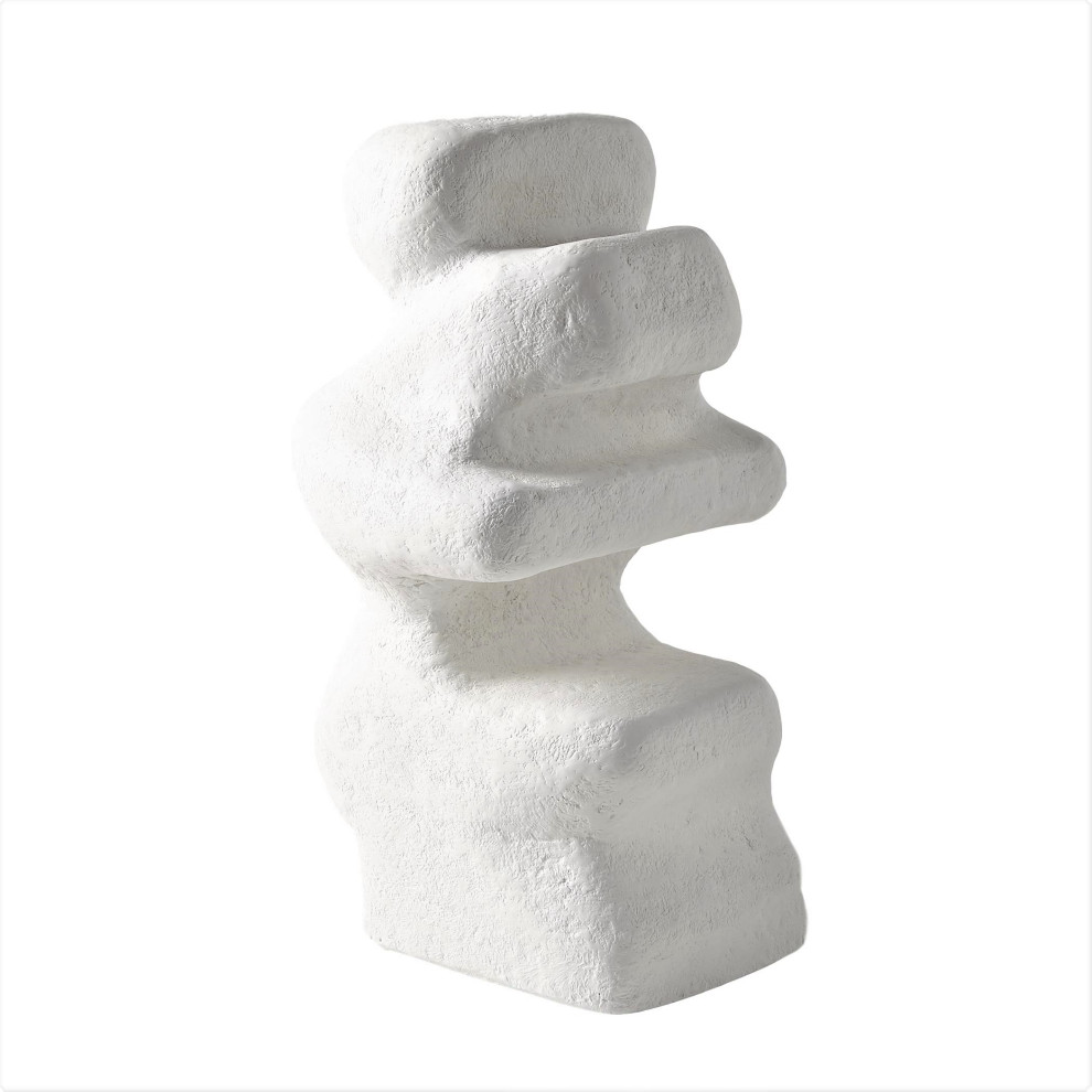Modern Abstract Organic Figure Sculpture White Concrete Art Midcentury ...
