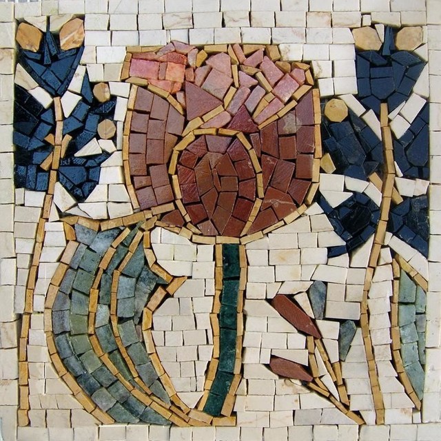 Mosaic Designs, Tulip Accent, 15" x 15" - Traditional - Tile Murals ...
