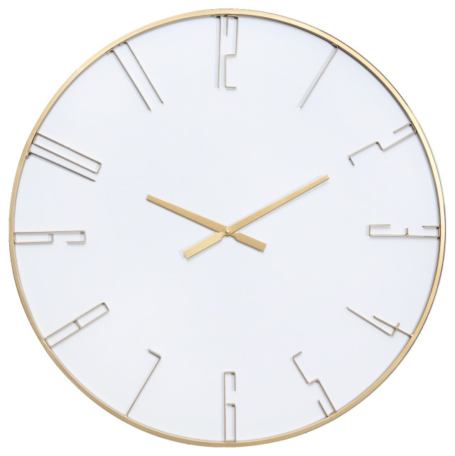 Minimalist White and Gold Wall Clock - Contemporary - Wall Clocks - by ...