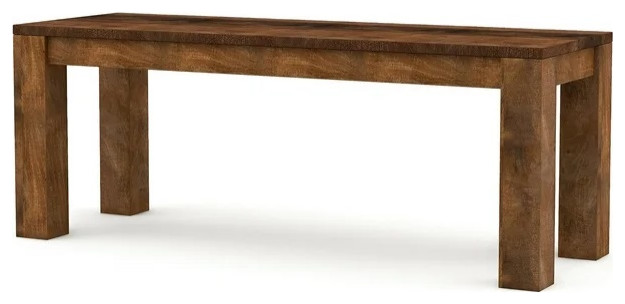 Rustic Wood Dining Bench with Mango Wood and Straight Block Legs ...