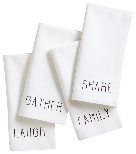 Farmhouse Living Sentiments Napkins, Set of 4, 20"x20" - Contemporary ...