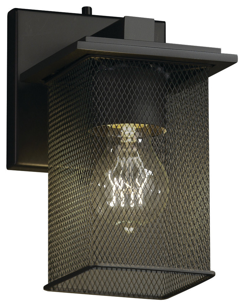 Wire Mesh Montana 1-Light, Wall Sconce With Square, Flat Rim Shade ...